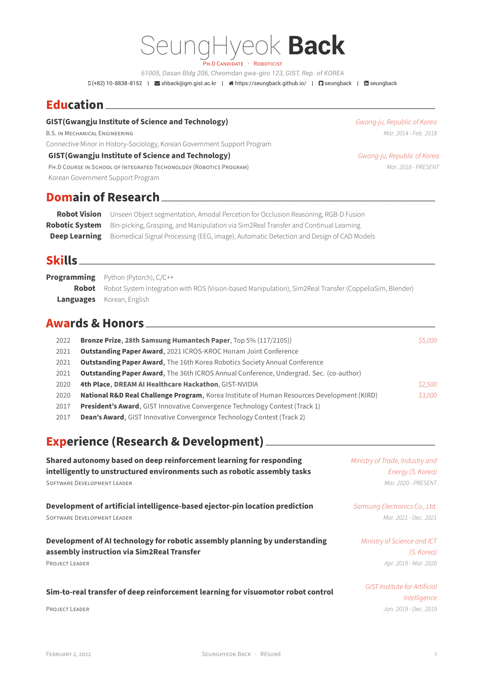 Seunghyeok Back | curriculum vitae