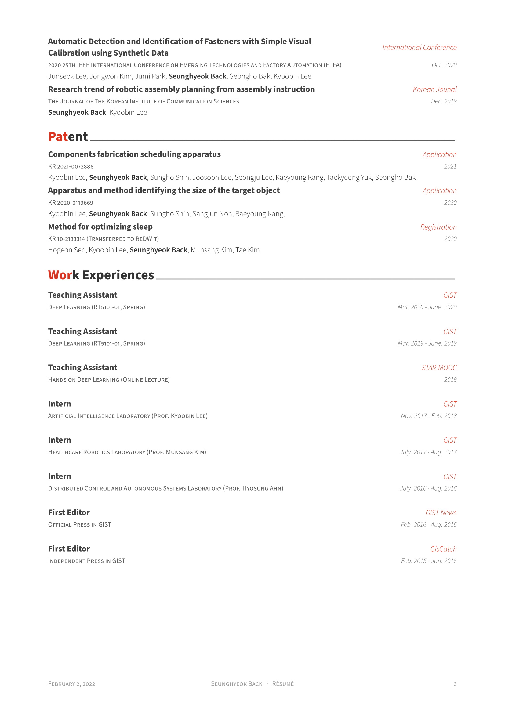 Seunghyeok Back | curriculum vitae